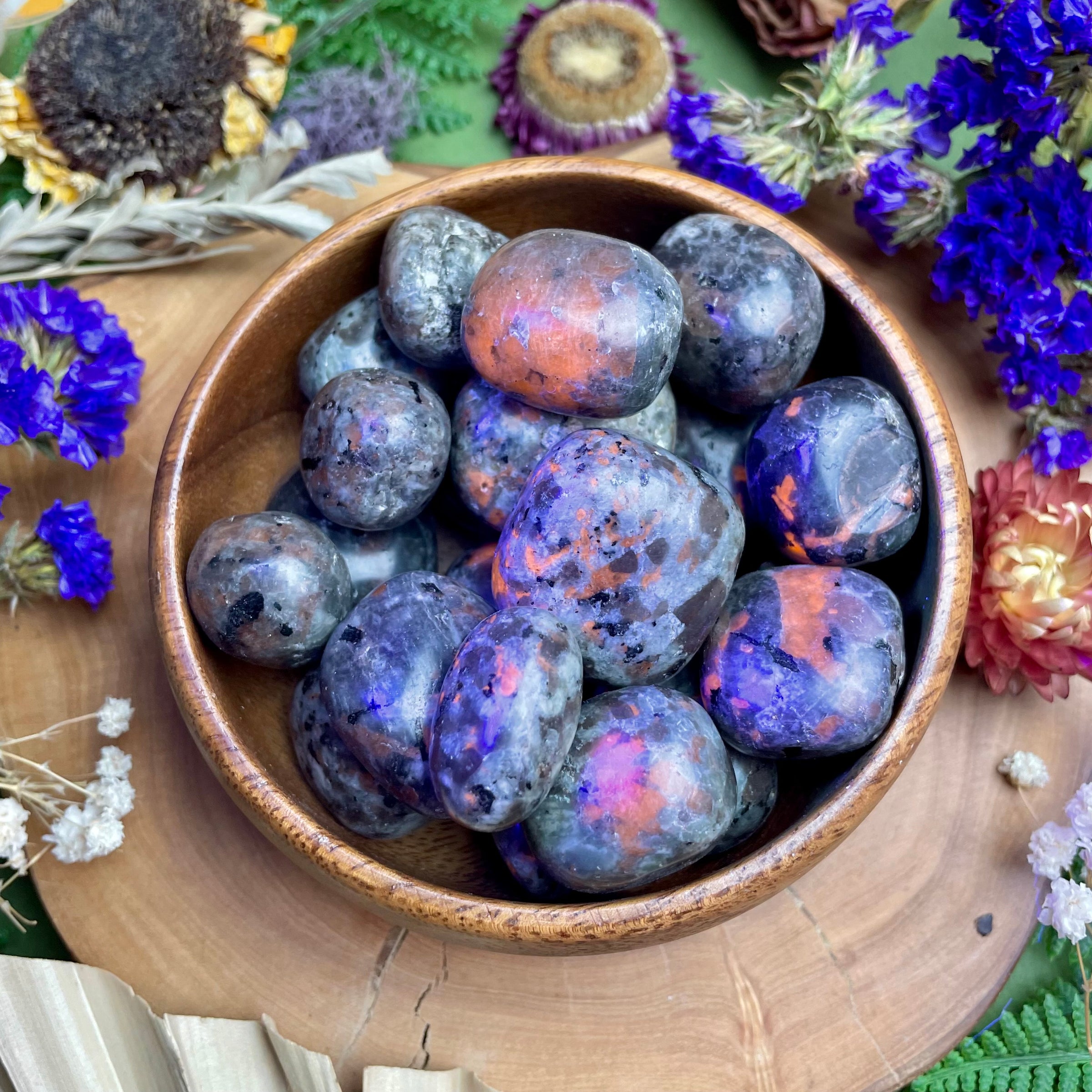 Flame Yooperlite Tumbled Stones